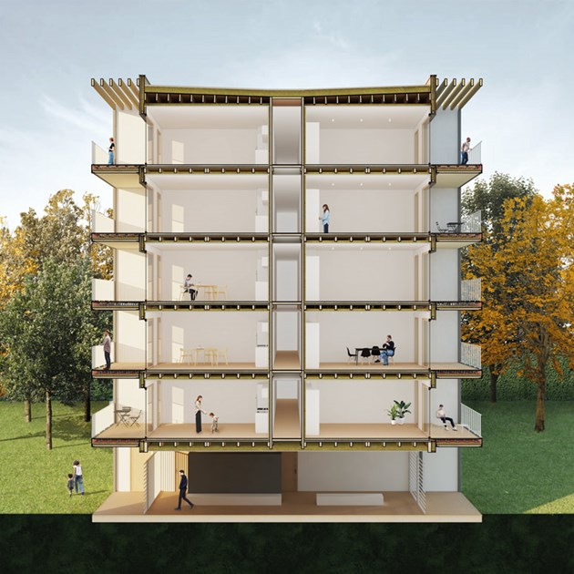 Multi-storey residential - CLT rib and timber frame - Building Concepts ...